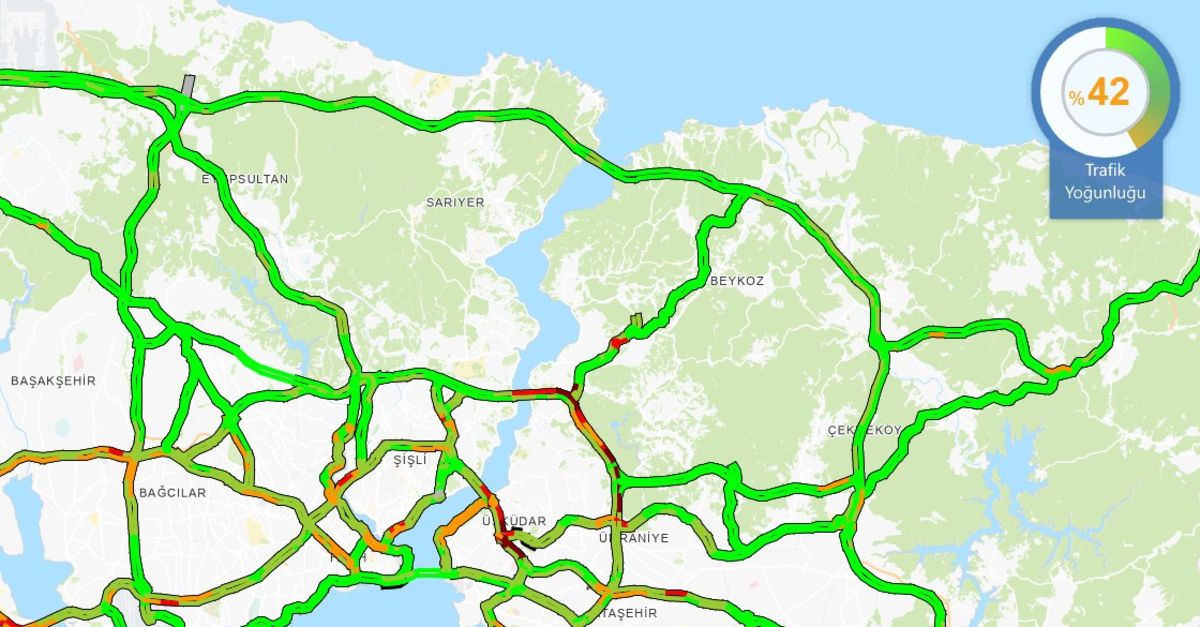 İstanbul trafik haritası | Trafikte lodos fırtınası! İBB trafik ...