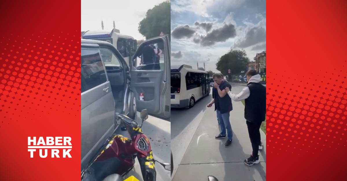 Çarptığı motosikletliye biber gazı sıktı!