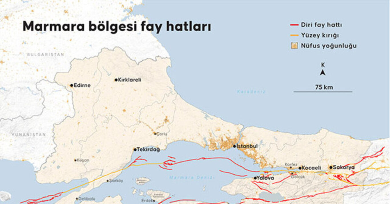 İstanbul Deprem Haritası 2025 Güncellendi! İstanbul riskli İlçeler ...