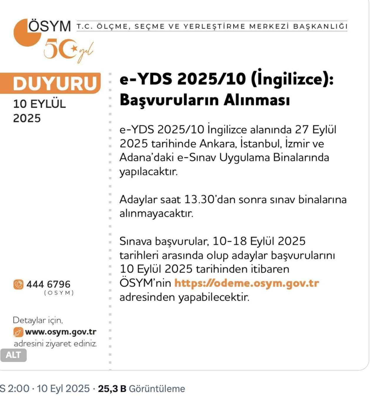 E YDS başvuruları başladı! E-YDS 2025/10 İngilizce başvurusu nasıl yapılır?