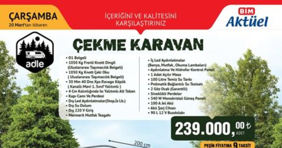 BİM aktüel 20 - 22 Mart kataloğu: BİM'e çekme karavan geliyor! BİM'de ...