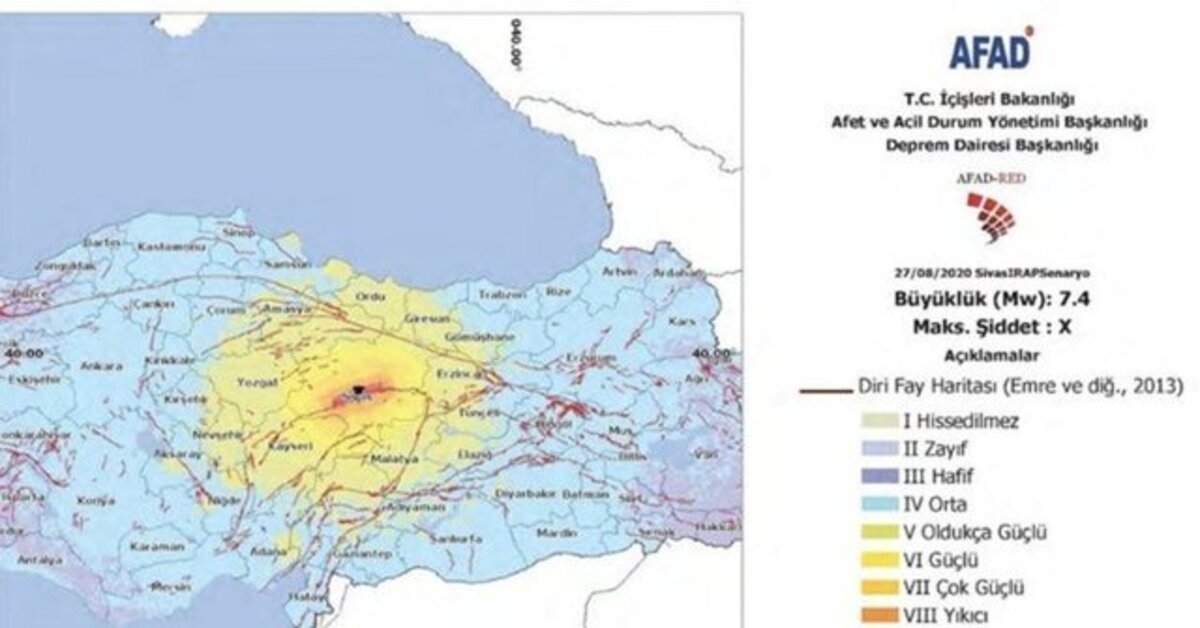 SİVAS DEPREM HARİTASI 2024 | Sivas'ta fay hattı var mı, büyük deprem ...