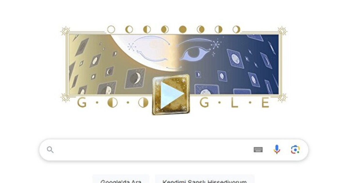 Ayın evrelerine özel Doodle! Google'dan 21 Şubat 2025 yarım ayın ...