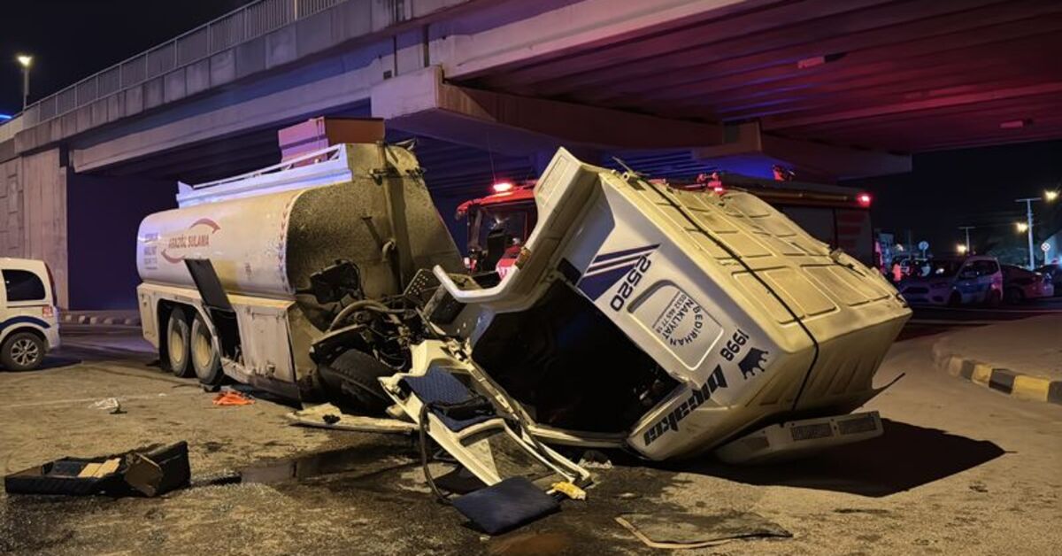 İskenderun'da freni arızalanan su tankeri kaza yaptı: 1 ölü, 1 yaralı ...