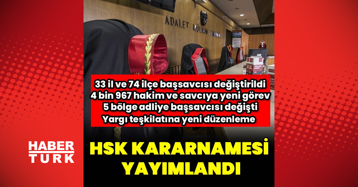 HSK kararnamesi yayımlandı: 4 bin 967 hakim ve savcının görev yeri ...