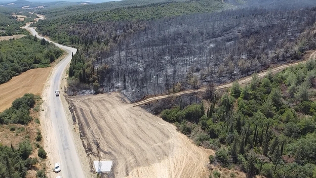 Çanakkale'deki orman yangını; başladığı alan dron ile görüntülendi (4 ...